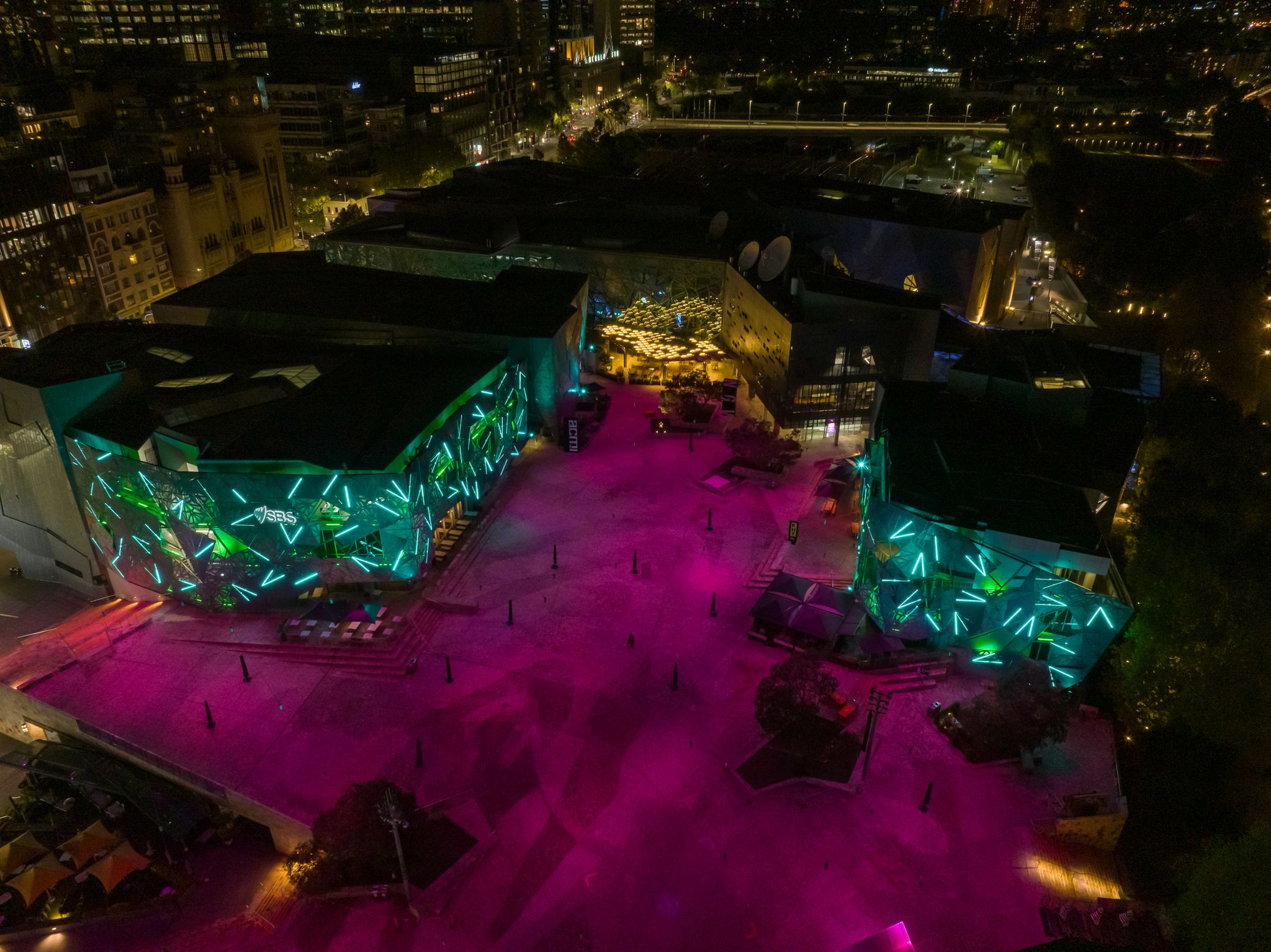 Pharos Adds Dynamic Lighting to Federation Square - designing lighting ...