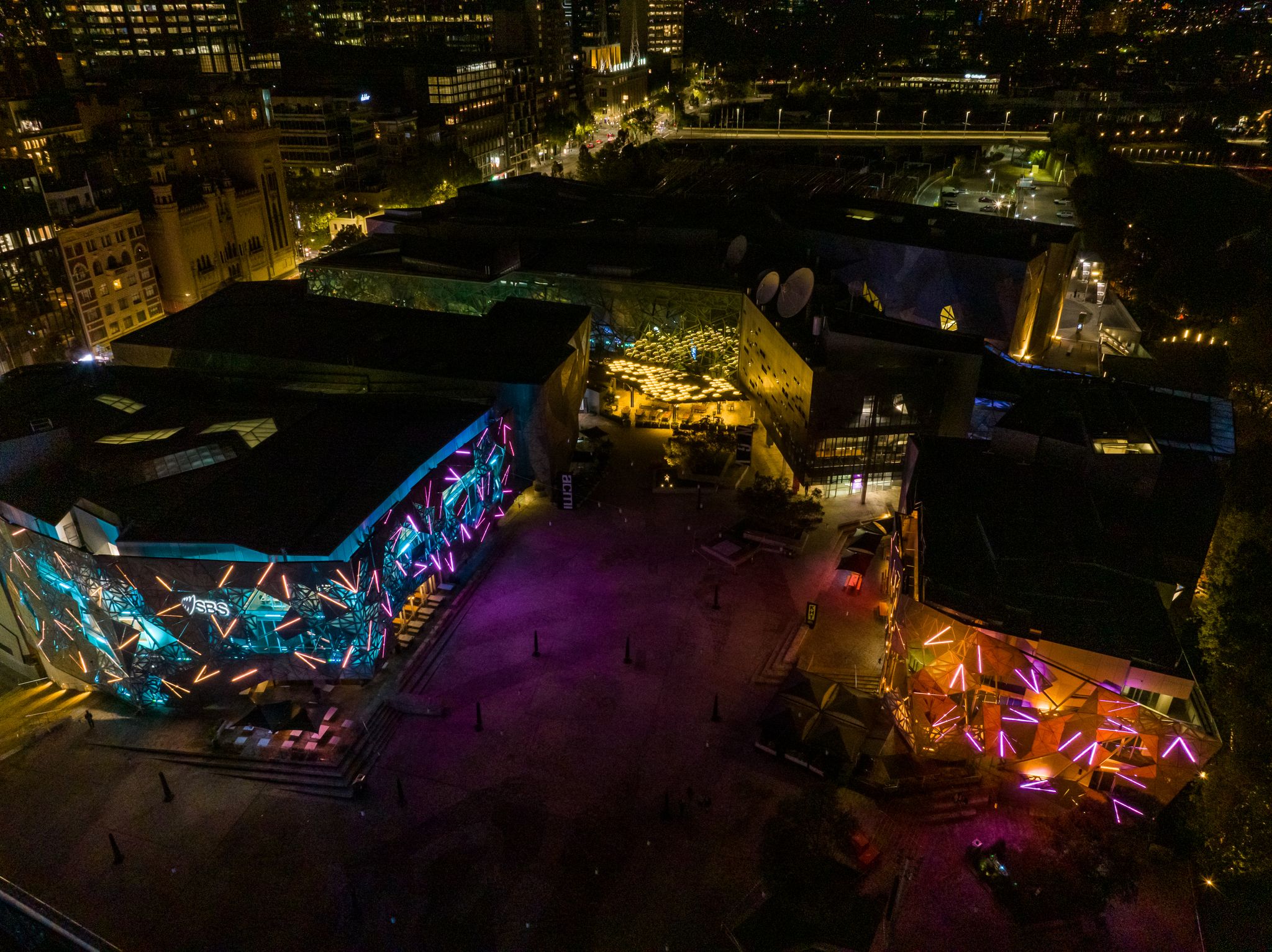 Pharos Adds Dynamic Lighting to Federation Square - designing lighting ...